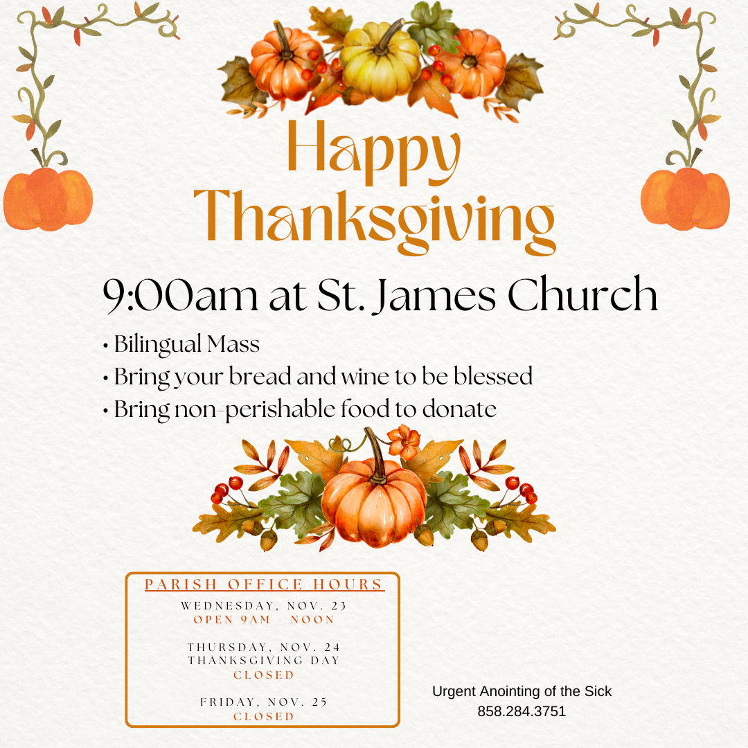 Thanksgiving Bilingual Mass – St. James – St. Leo Catholic Community